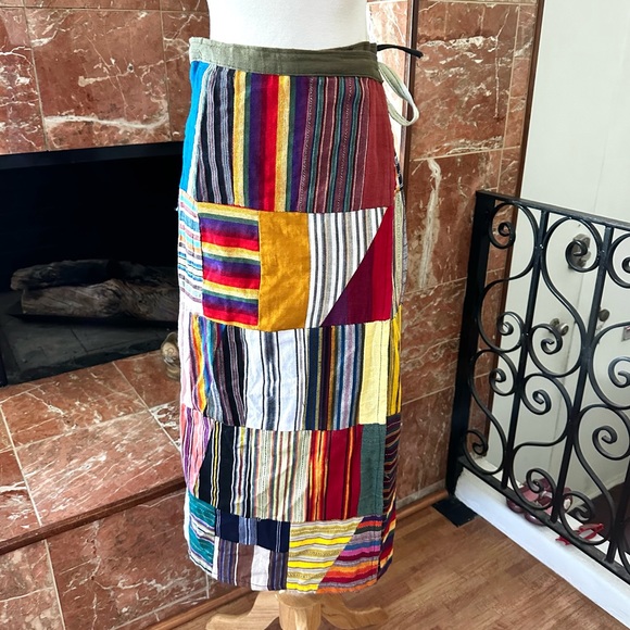 Conoz | Skirts | Conoz Handwoven Patchwork Multi Colored Wrap Skirt ...